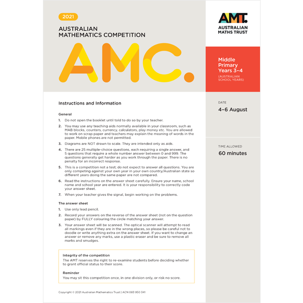 AMC Past Papers – Australian Maths Trust